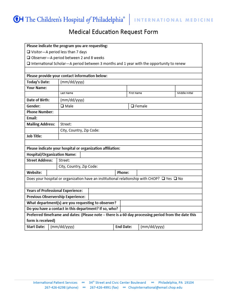 1 - Medical Education Request Form | PDF | Test Of English As A Foreign ...
