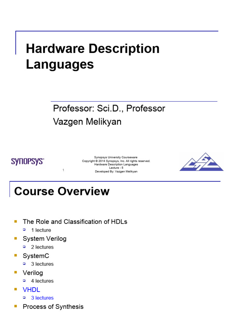 Hdl Lecture5 Pdf Hardware Description Language Vhdl 