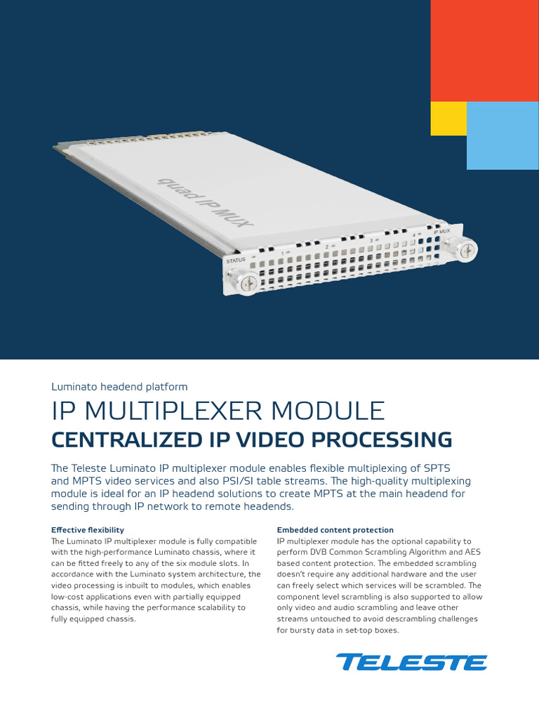 Teleste Ip Multiplexer Module Product Brochure 2019 | PDF | Streaming ...
