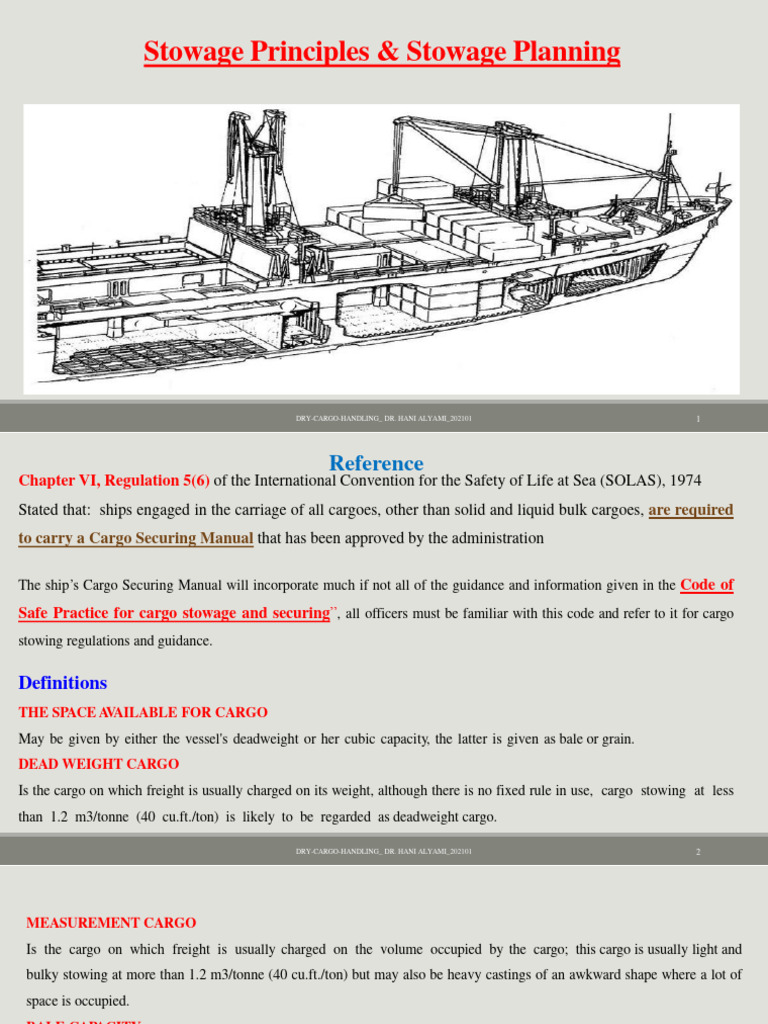 Stowage Principles & Stowage Planning | Download Free PDF | Tonnage | Bill Of Lading
