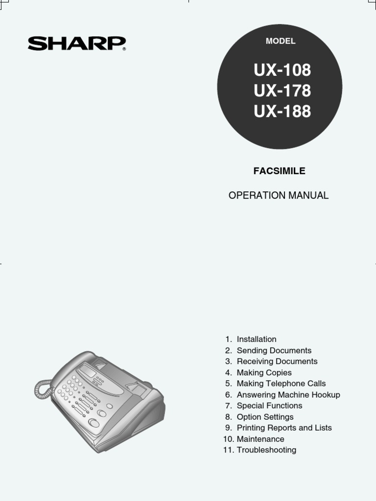 Manual Fax Sharp Ux-108 | PDF | Fax | Telephone Call