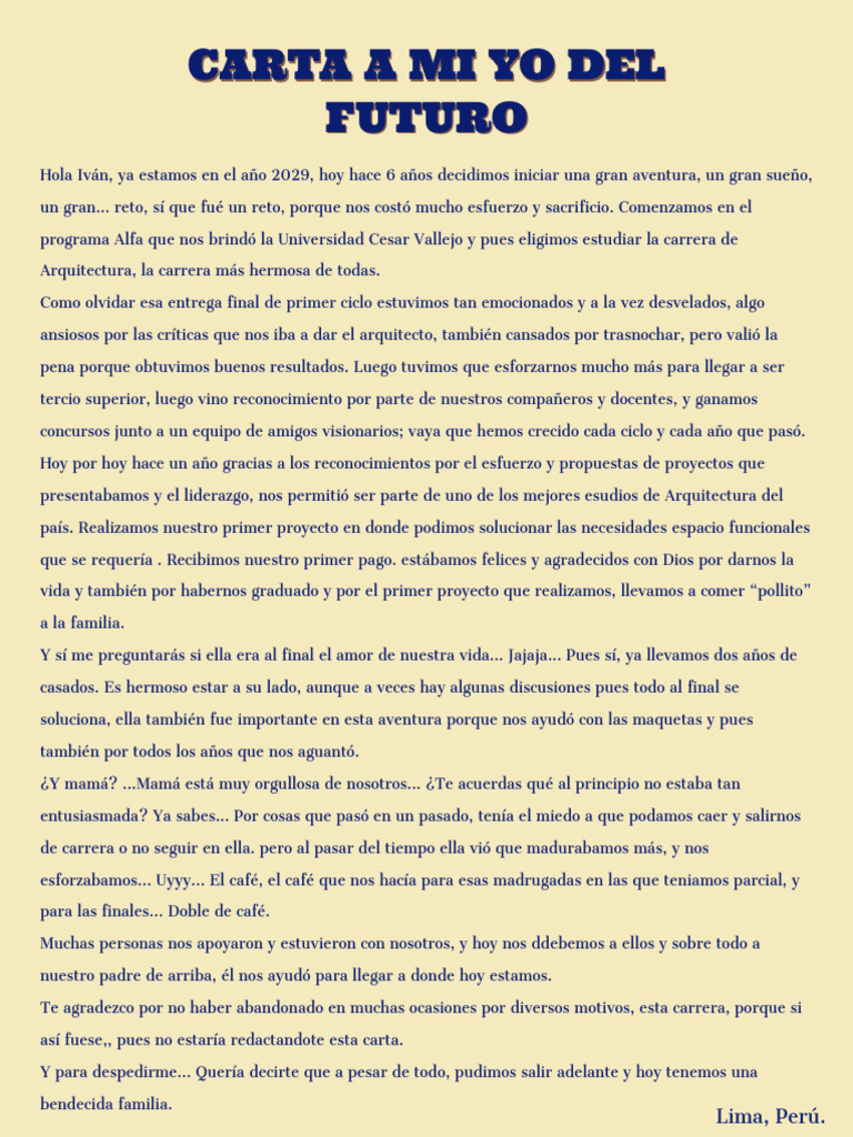 Carta A Mi Yo Del Futuro | PDF