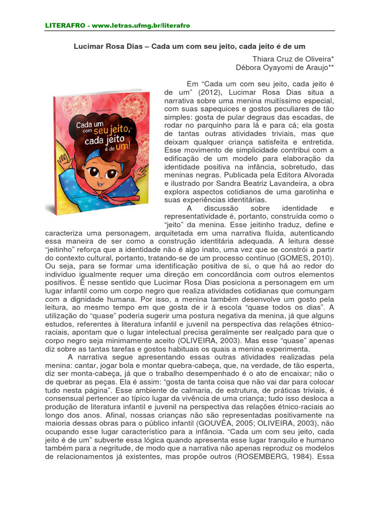 Cada Um Com Seu Jeito Cada Jeito de Um | PDF | Narrativa | Família