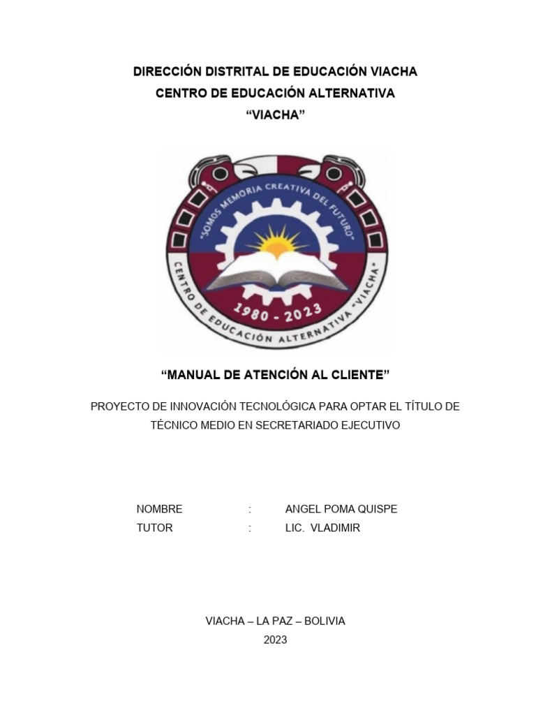 Proyecto Terminado Cea Viacha | PDF | Business | Servicio al Cliente
