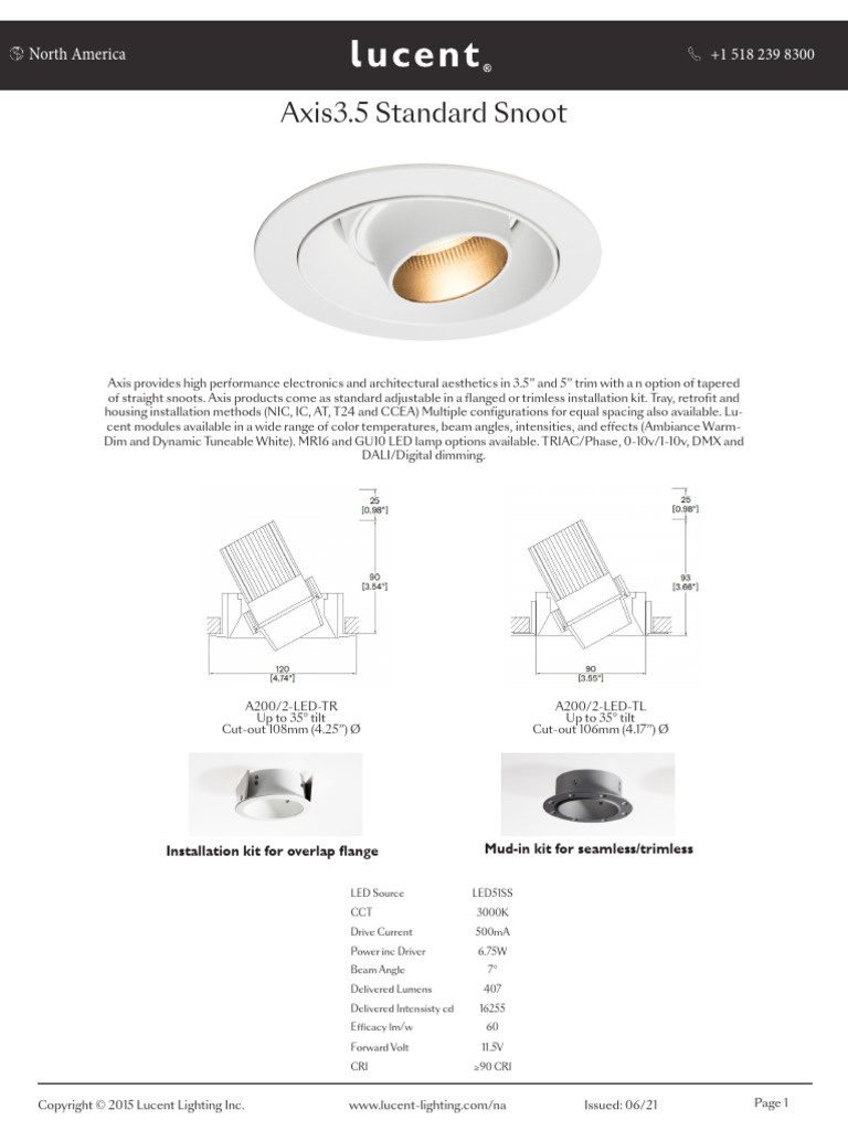 Axis3 5 Standard Snoot Led50 One Superspot-1 | PDF | Lighting | Light