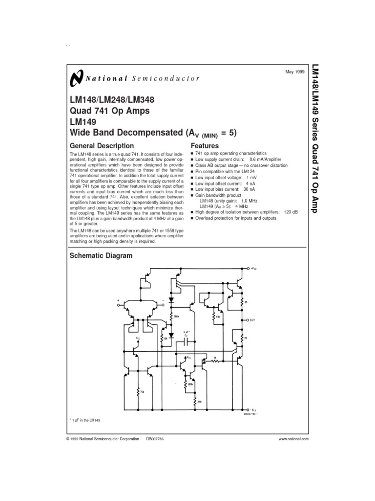 Datasheet LM149 | PDF | Amplifier | Operational Amplifier