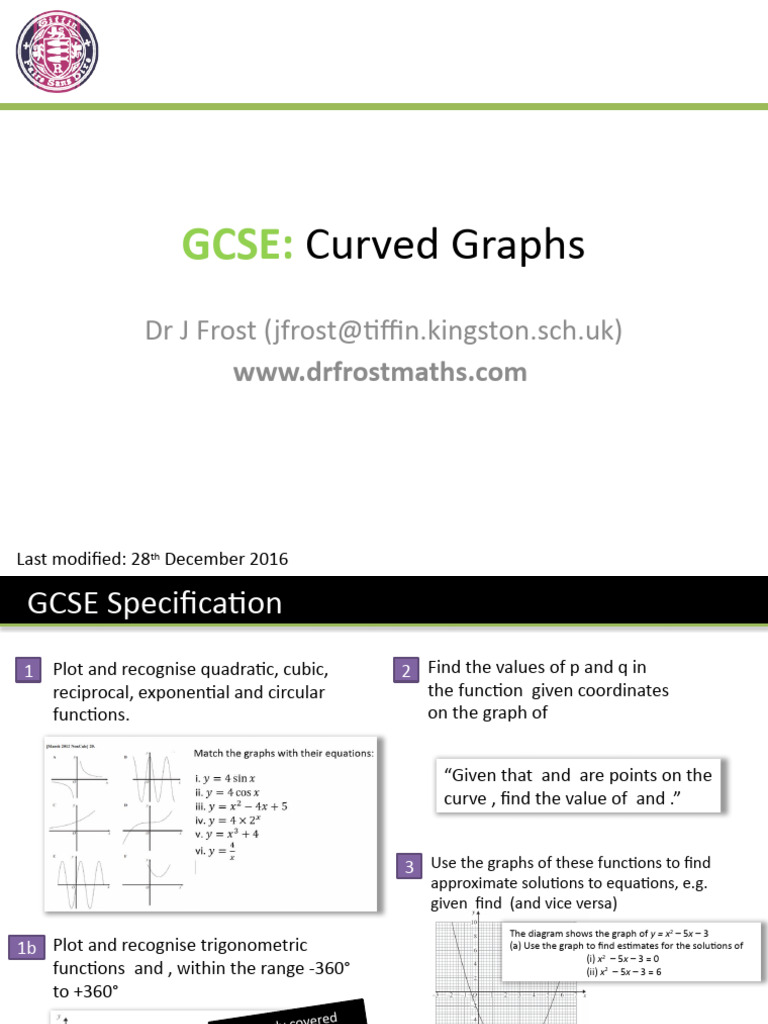 GCSE CurvedGraphs | PDF | Equations | Asymptote