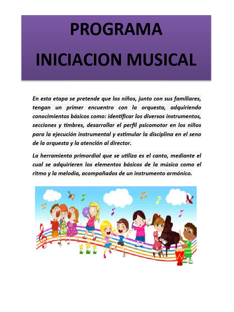 Programa de Iniciación Musical Infantil | PDF