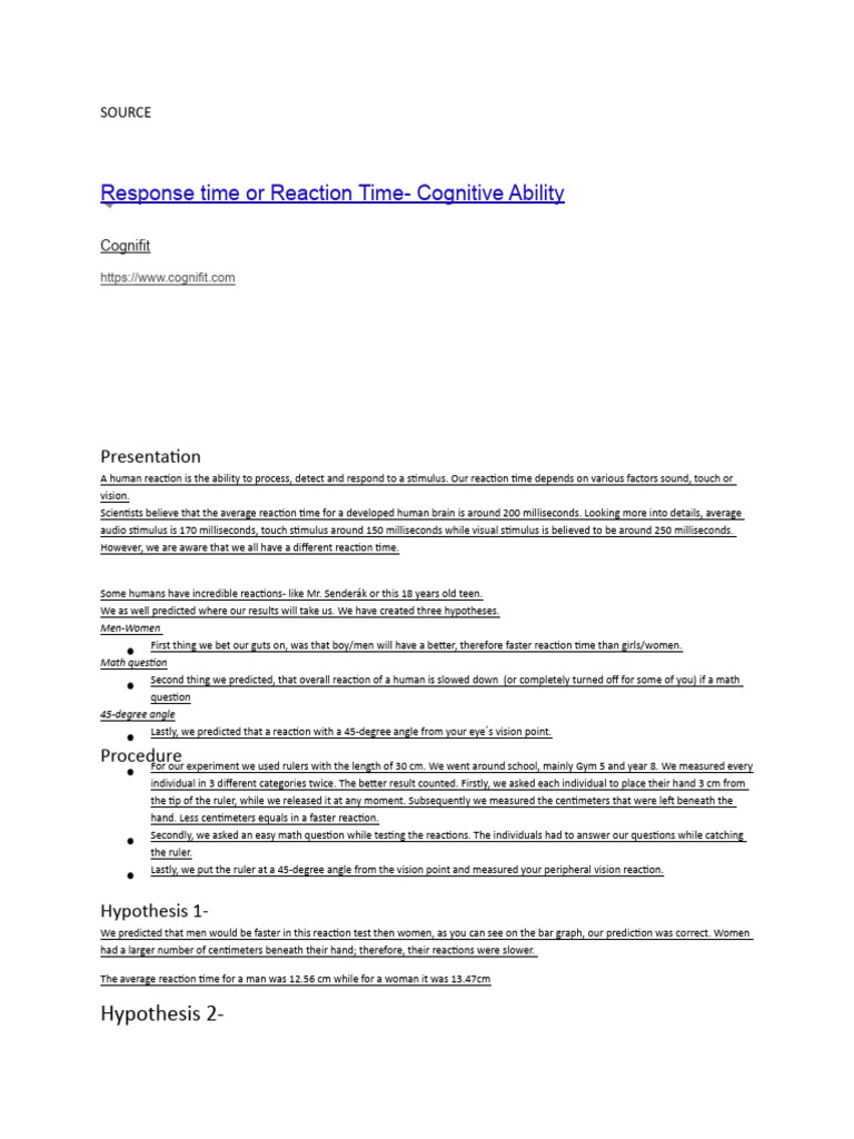 Source 1 | PDF | Mental Chronometry | Hypothesis