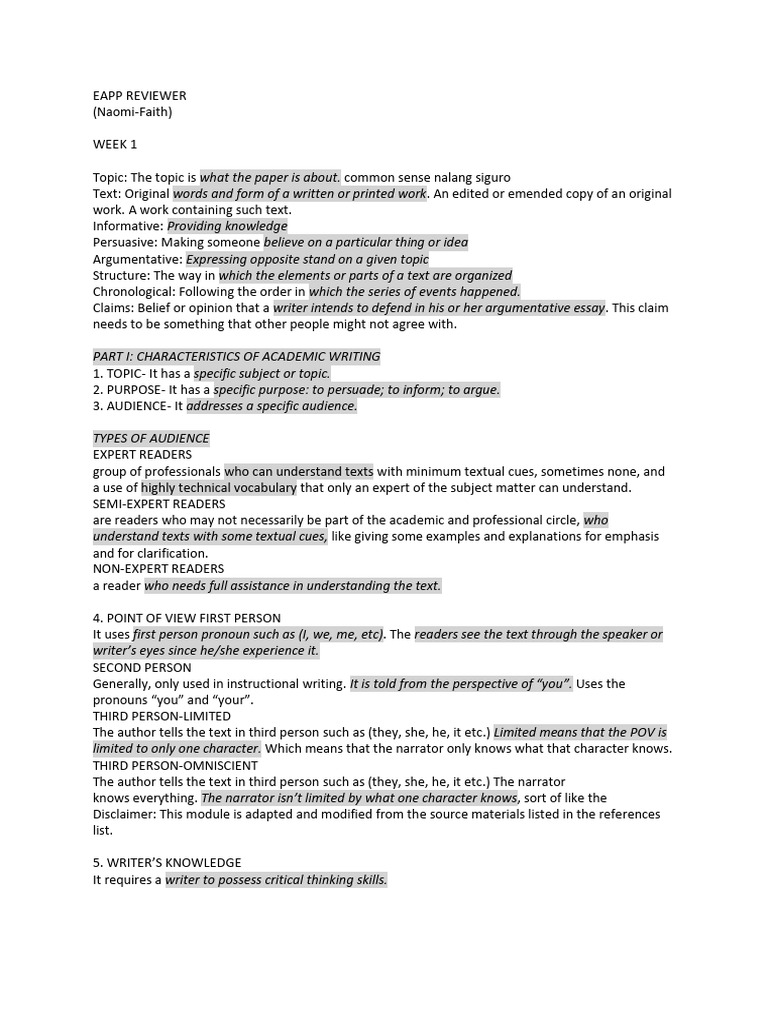 Reviewer For Eapp Pdf Narration Knowledge