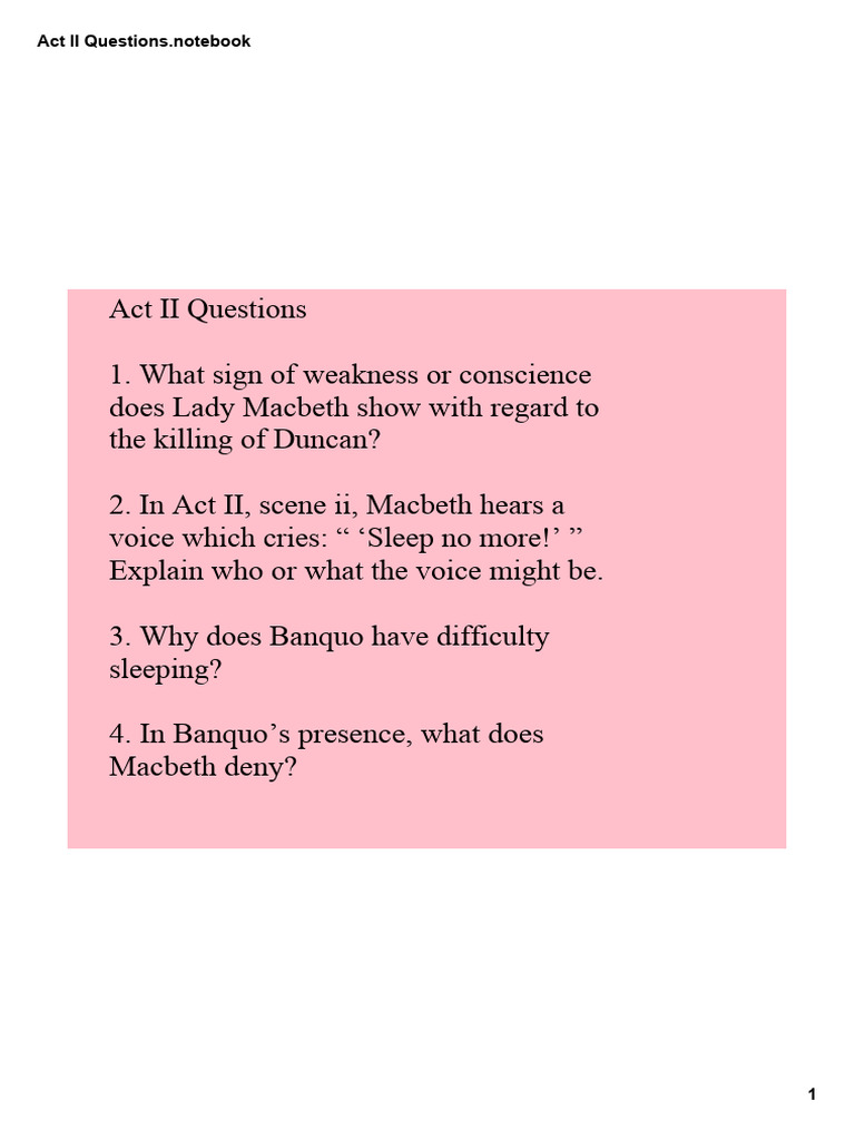 Act II Questions | PDF