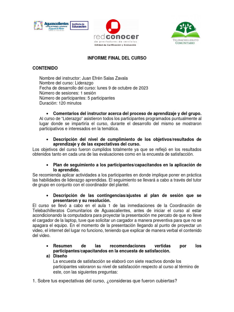 Informe Final EFREN | PDF | Liderazgo | Evaluación