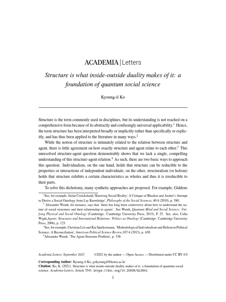 Structure Is What Inside Outside Duality | PDF | Wave Function | Ontology