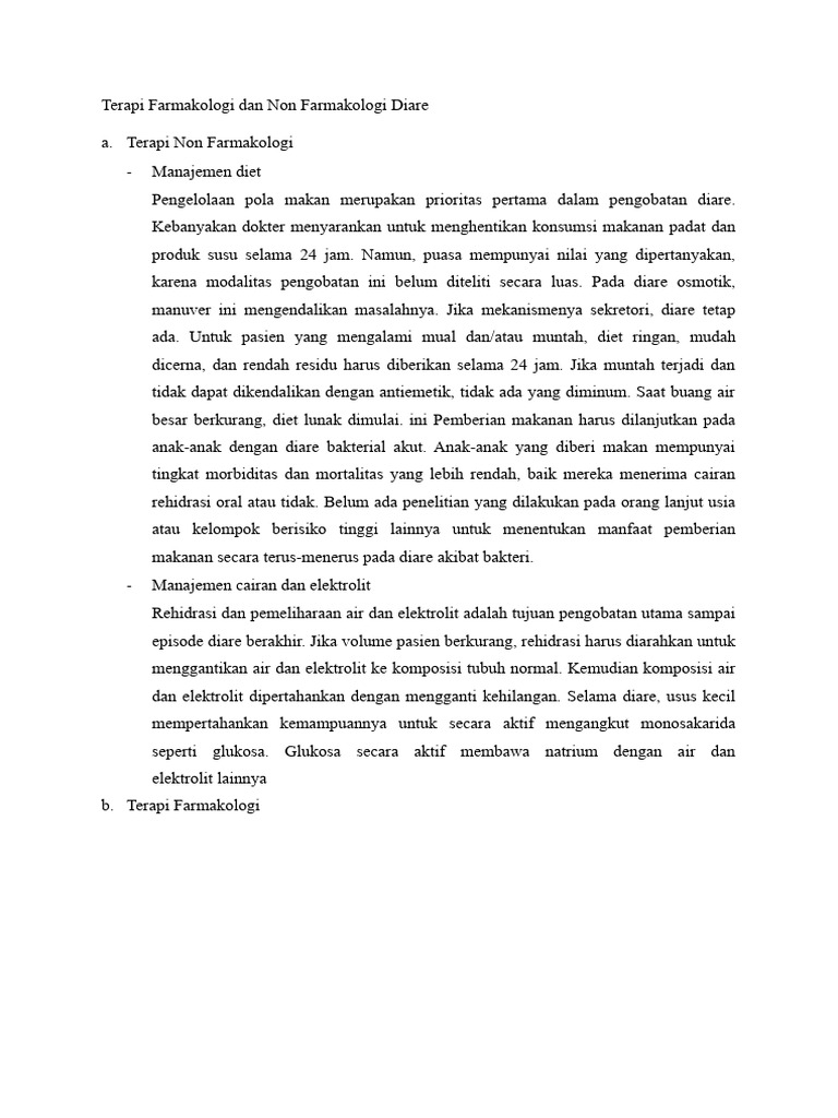 Terapi Farmakologi Dan Non Farmakologi Diare | PDF