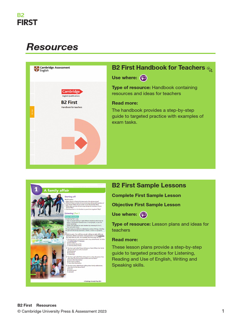 B2First5 Resource Guide | PDF | Lesson Plan | Teachers