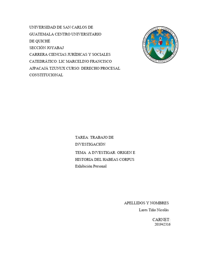 Origen e Historia del Habeas Corpus | PDF | Habeas corpus | Carta Magna
