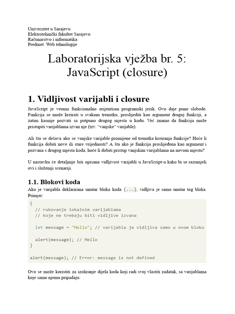 WT LV5 (1. Dio) - JavaScript (Closure) | PDF