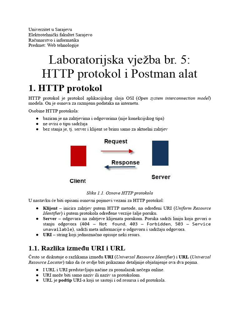 WT LV5 (2. Dio) - HTTP Protokol I Postman Alat | PDF