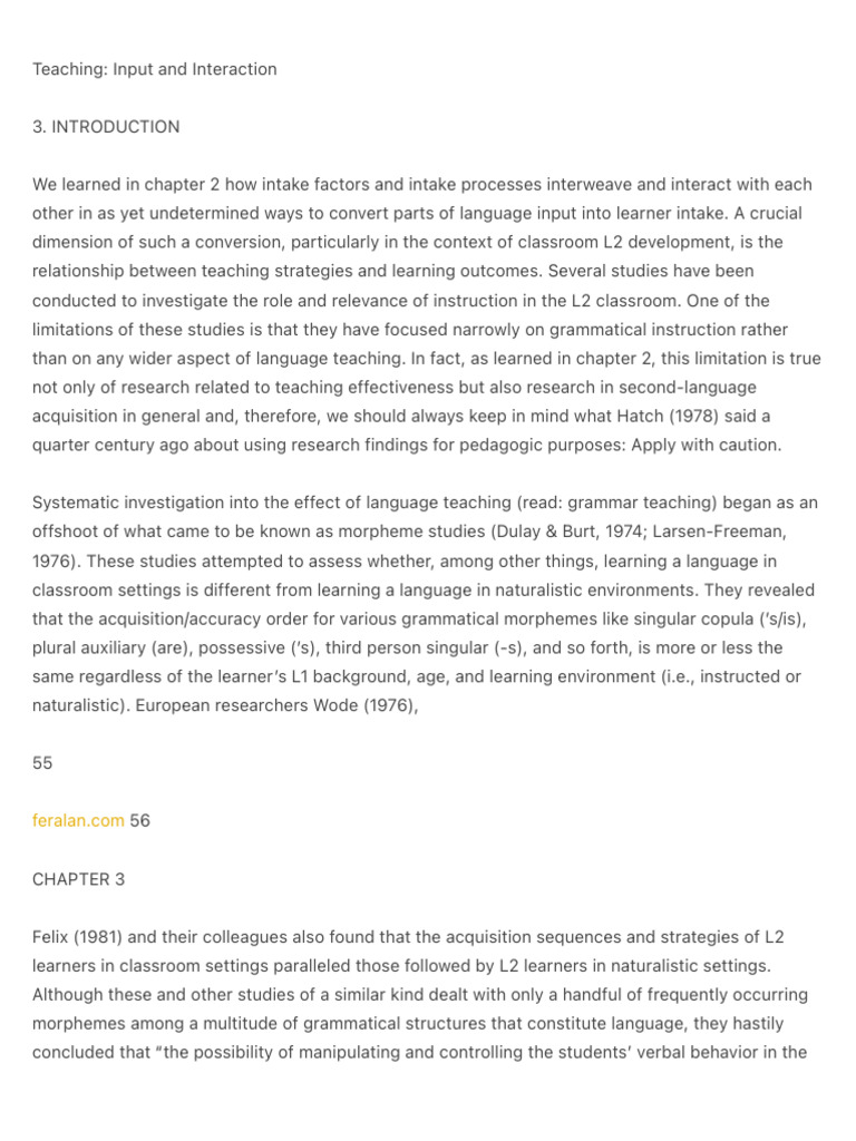 Teaching: Input and Interaction | PDF | Second Language | Learning