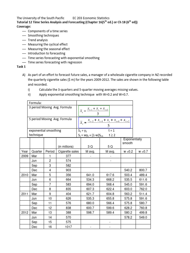 EC203 Tutorial 12 Time Series 16 | PDF | Errors And Residuals | Forecasting