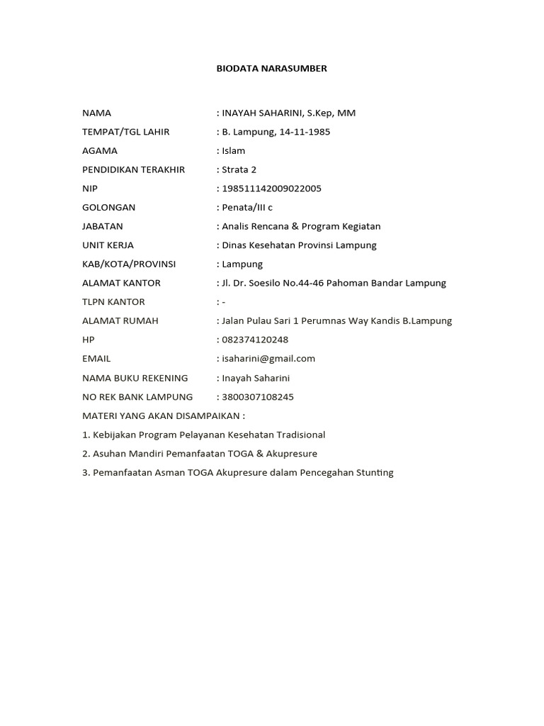 Biodata Narsum | PDF