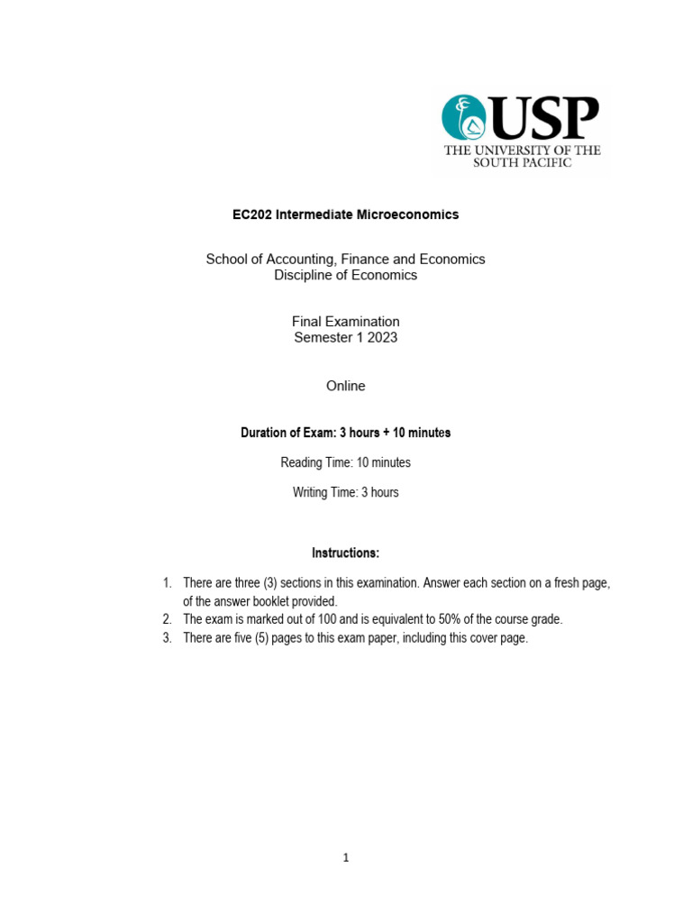 EC202 Exam Question Paper S1 2023 (May 1st 2023) | PDF | Perfect ...