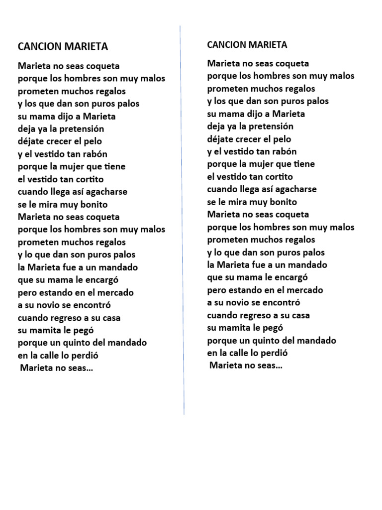 Cancion Marieta | PDF