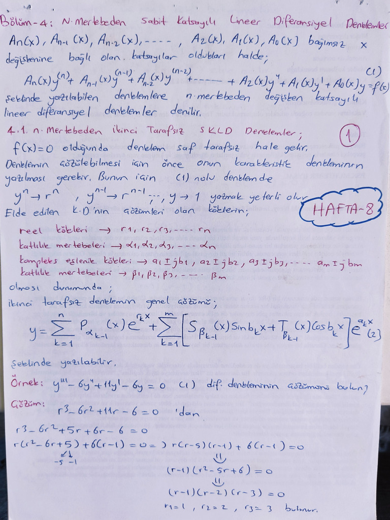 N.mertebeden Diferansiyel Denklemler | PDF
