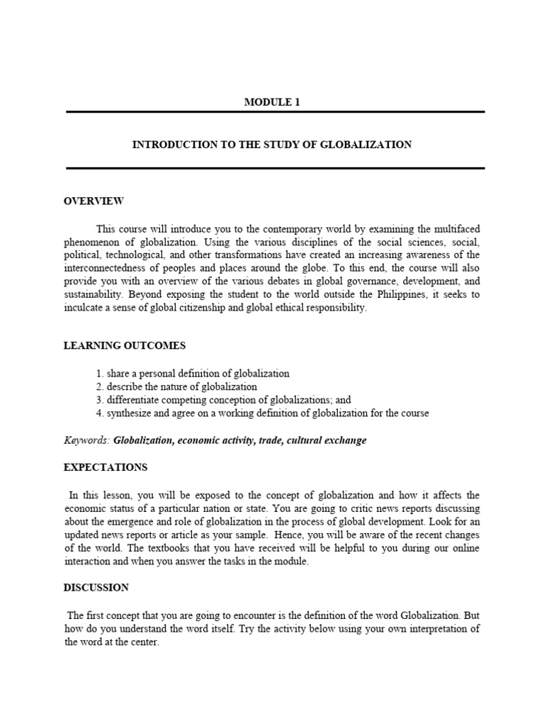Contemporary World Module 1 | PDF | Globalization | Economics