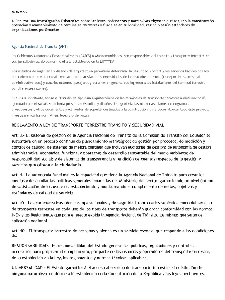 Agencia Nacional de Tránsito (ANT) | Descargar gratis PDF | Transporte ...
