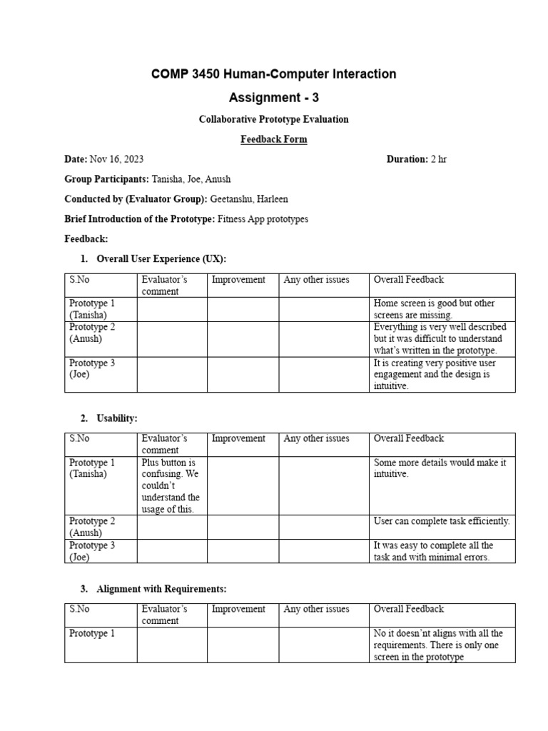 Assignment-3 Prototypeevaluation Group2 | Download Free PDF | Usability | Human–Computer Interaction