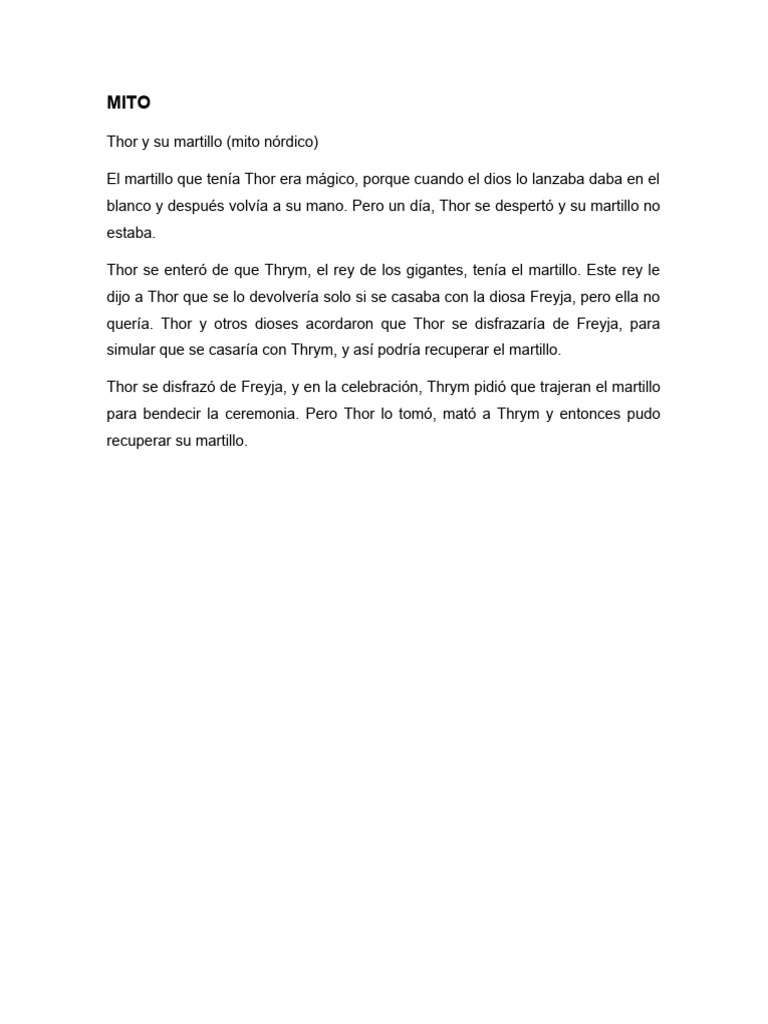 MITO Tarea 3 | PDF | Thor | Mitología nórdica