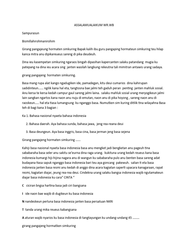 Pidato B.sunda | PDF | Ilmu Sosial | Kajian Bahasa Asing