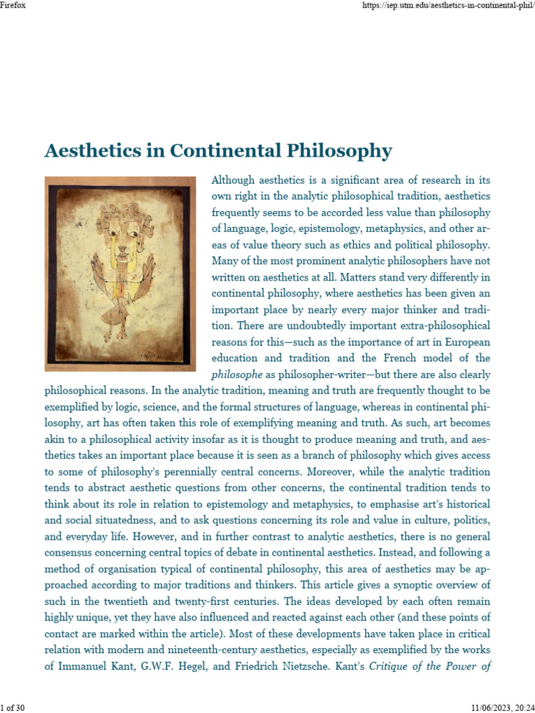 Aesthetics - Philosophy of Aesthetics - Continental Philosophy Internet ...