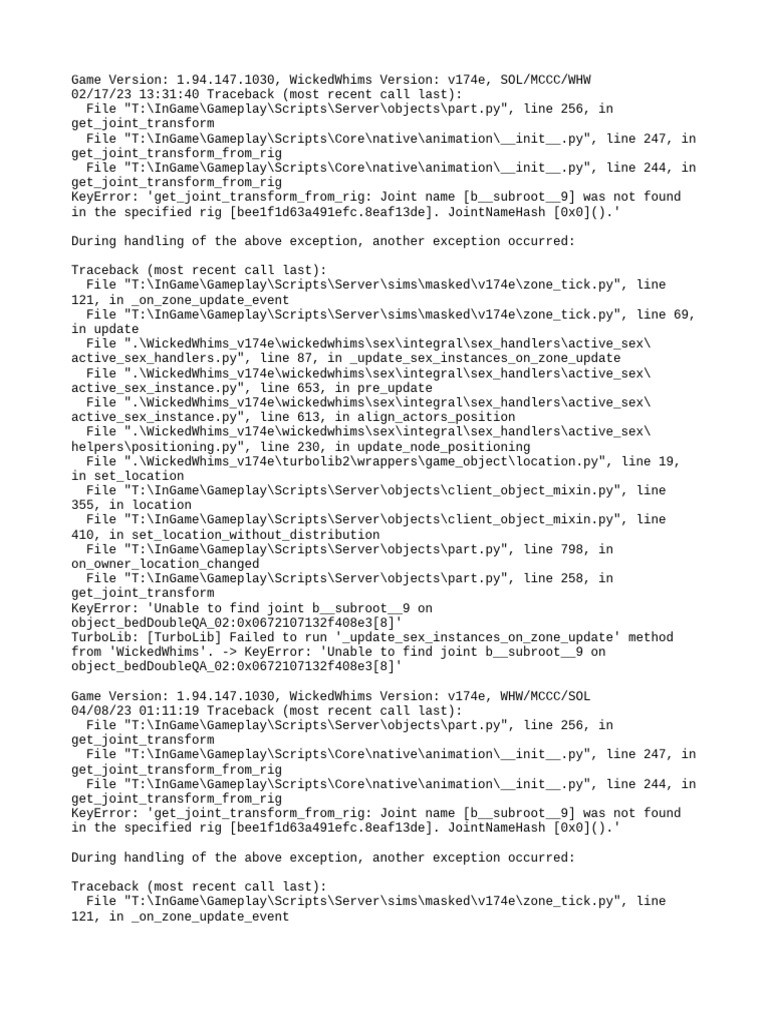 WickedWhims V174e Exception | PDF | Software | Computing