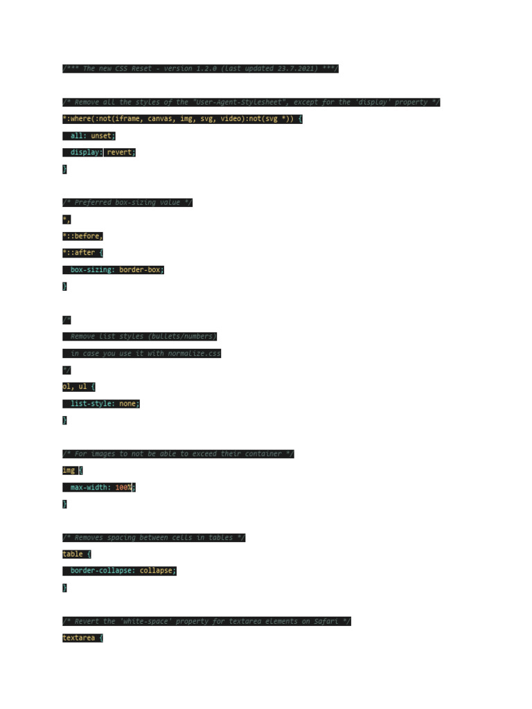 Css Reset | PDF