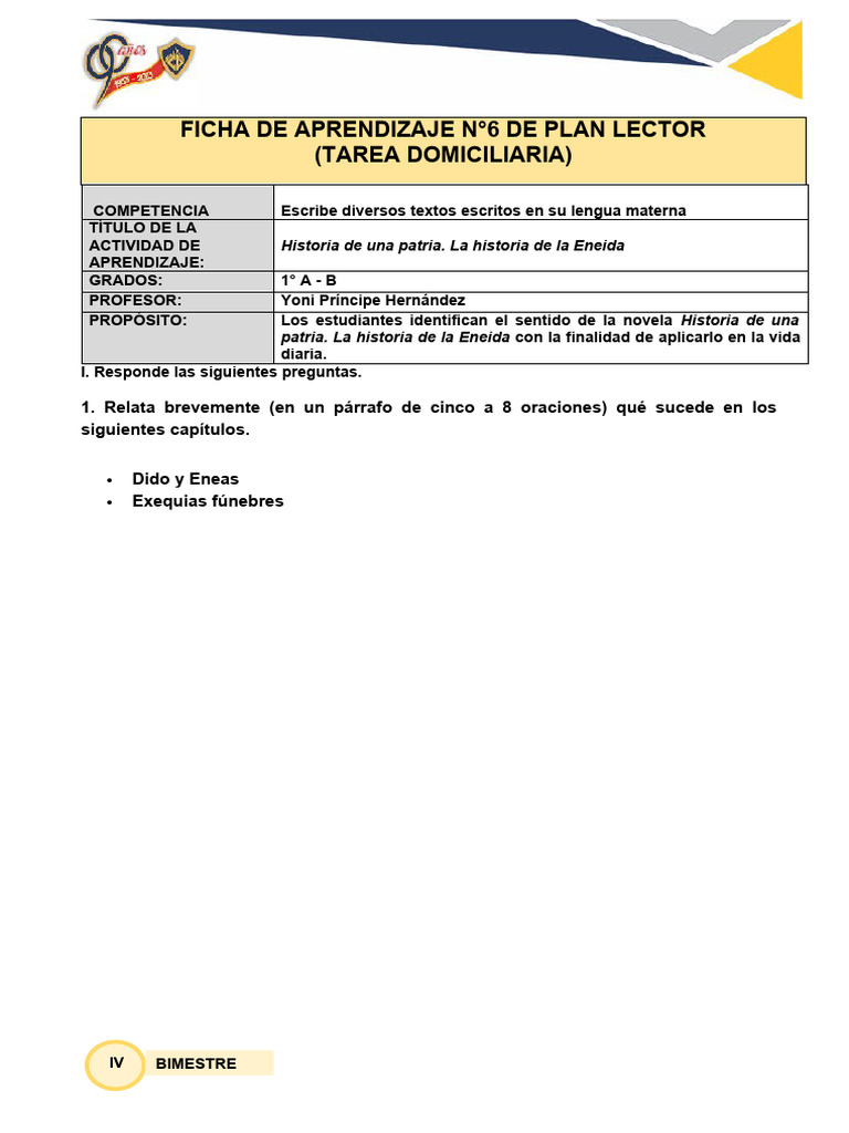 Sem6 1ro Sec Plan Lector | PDF | Estudios de idiomas extranjeros