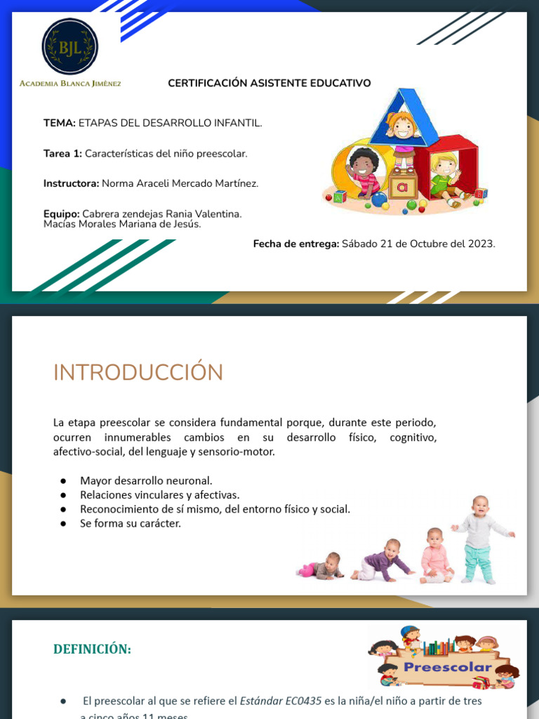 Tarea 1 - Etapas Del Desarrollo Infantil (Preescolar) | PDF | Educación ...