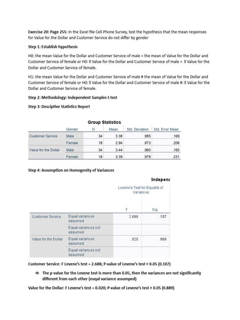Exercise 20 | PDF | P Value | Statistics