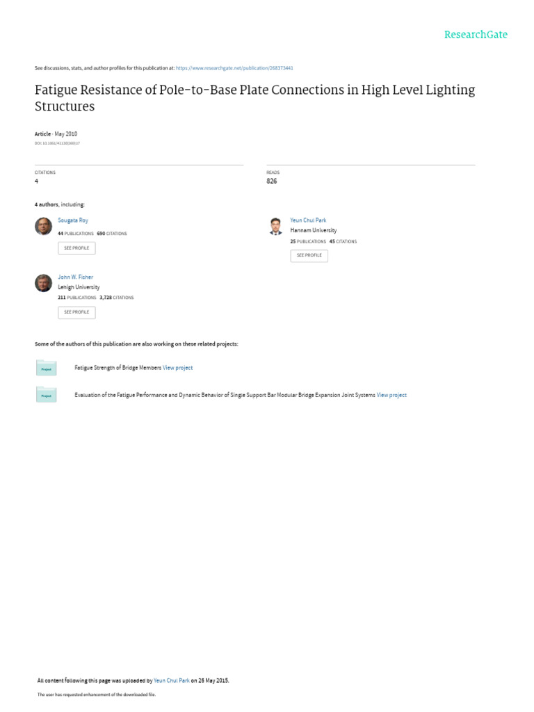 Fatigue Resistance of Pole-to-Base Plate Connectio | PDF | Fatigue ...