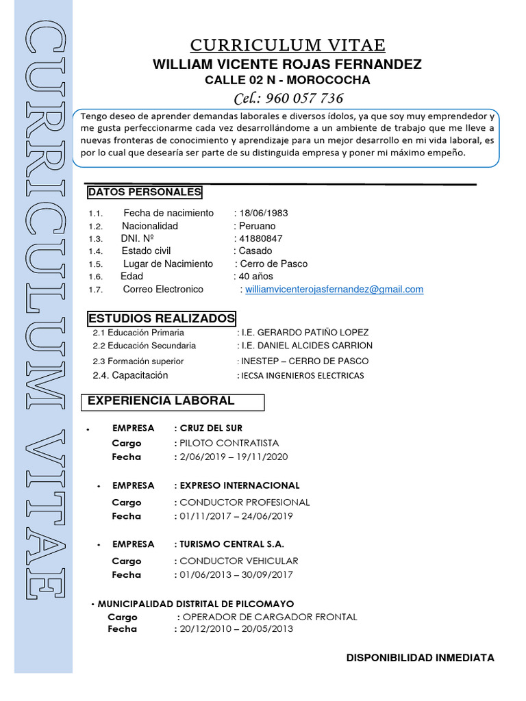 CV - William Rojas Fernandez 2 | PDF | Crecimiento personal y profesional