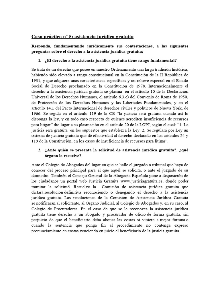 Caso Práctico Nº 5 Procesal I | PDF | Sentencia (ley) | Asistencia legal