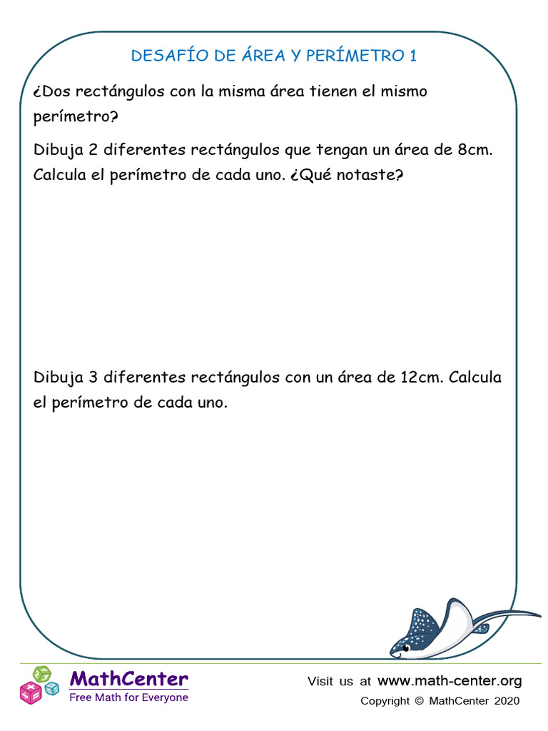 Area Perimeter Challenge 1 Questions | PDF