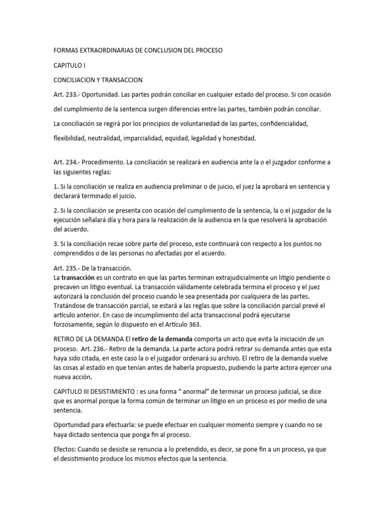 Formas Extraordinarias de Conclusion Del Proceso | PDF | Apelación ...