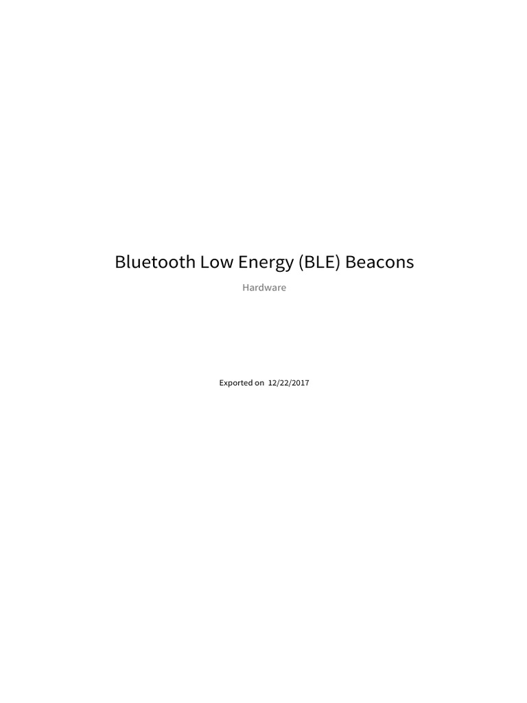 Bluetooth Low Energy (BLE) Beacons | PDF | Physical Sciences | Electronics