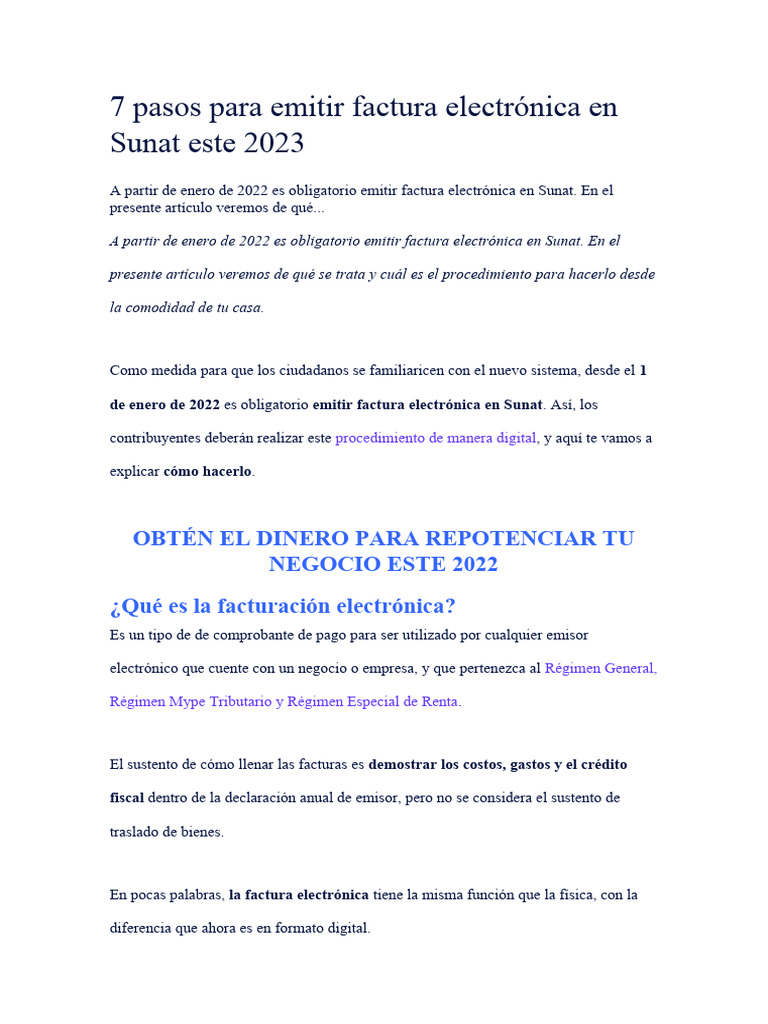 Pasos para Emitir Facturas Electronicas | PDF