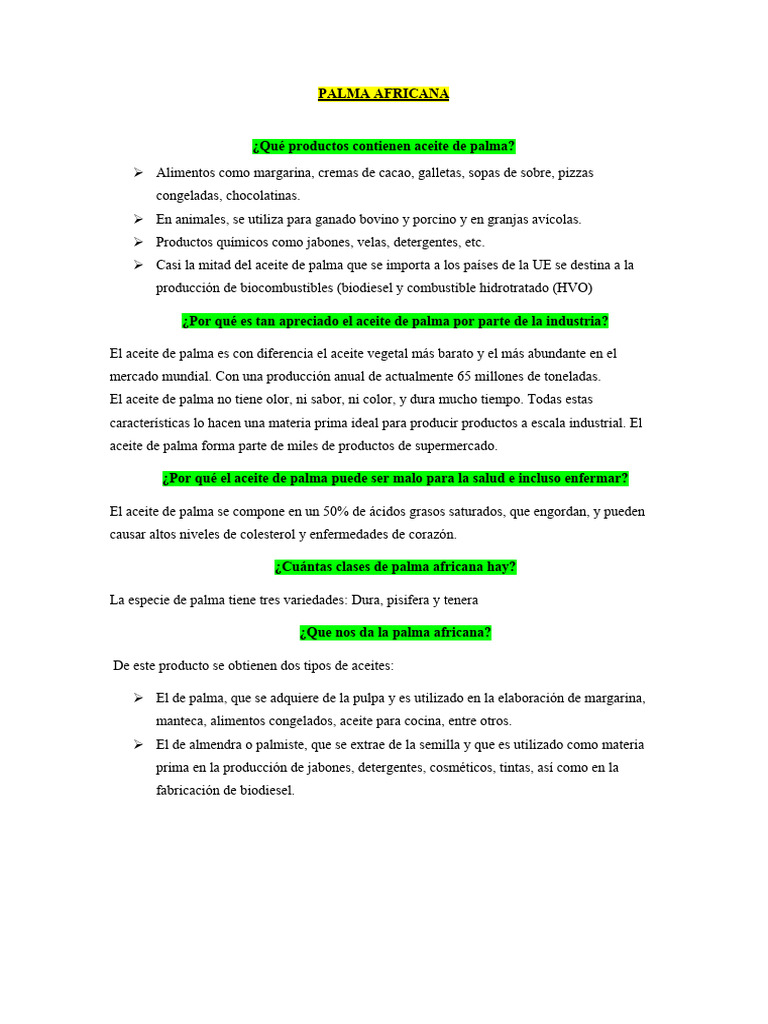 Preguntas de La Expo | PDF | Aceite vegetal | Aceite de palma