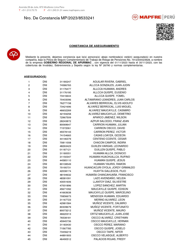 Constancia SCTR - Nov | PDF | Seguro | Riesgo financiero