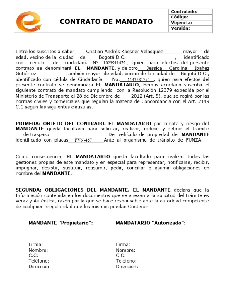 Contrato de Mandato | PDF