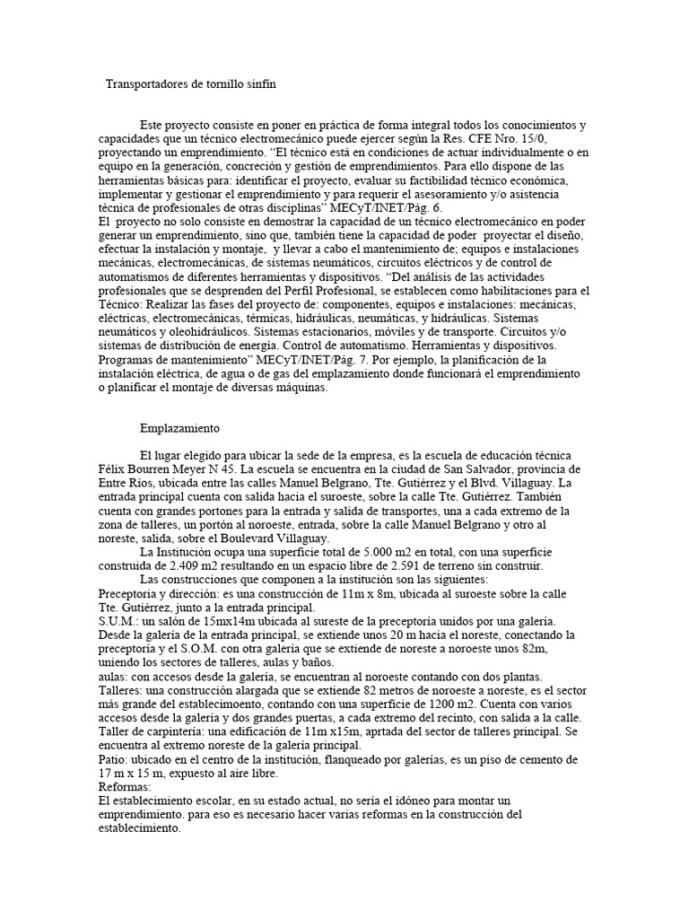 Diseño de Transportadores Sinfín | PDF | Tornillo | Eje